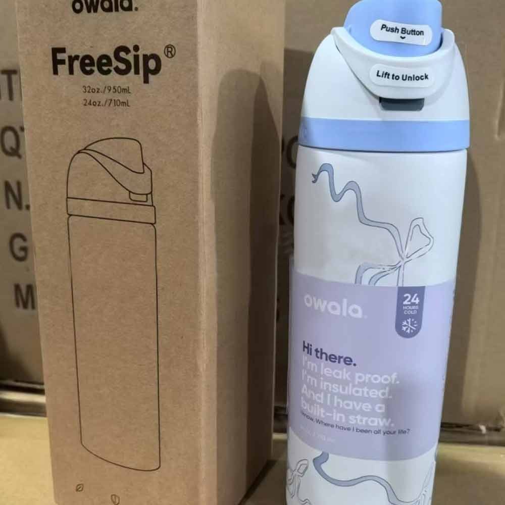 Owala Blue Bow Double layer Vacuum Insulated Cup 32OZ | Shopee Singapore