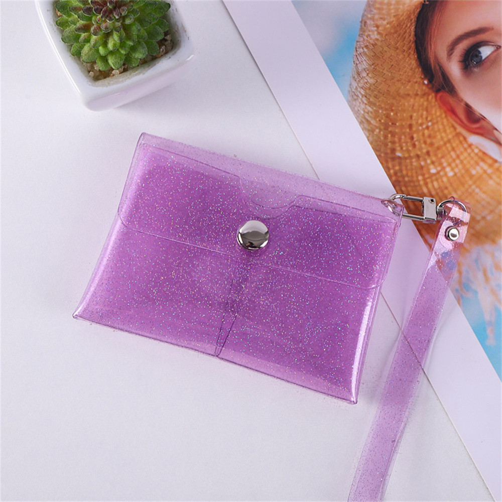 Portable Lipstick Bag Stylish Keychain Wallet Double-Layer Transparent ...