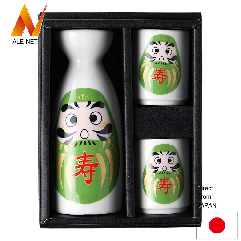 ALE-NET Sakeware Set Tokkuri Ochoko Set Fukuraku Daruma (Kotobuki ...