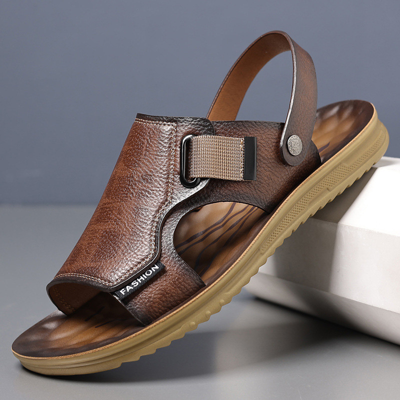 Spot Goods Summer Cool Men's Shoes Outdoor Leather Beach Sandals ...