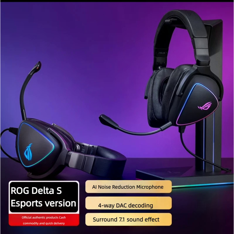 ASUS ROG Low Latency Delta S RGB Gaming Headset with AI Noise-Canceling ...