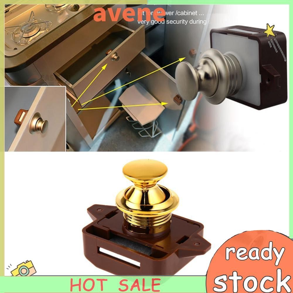 Mini Push Lock Button Catch Lock Cupboard Door Knob Motorhome RV ...