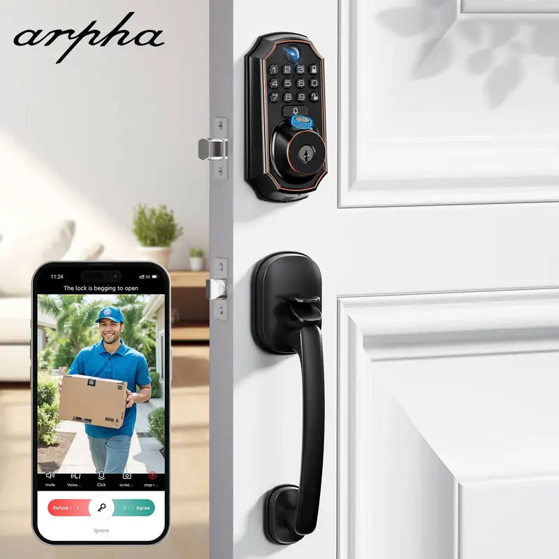 ARPHA Smart Lock D289H Smart WiFi Keyless Door Lock with Camera 5 in 1 Camera Fingerprint Entry ...