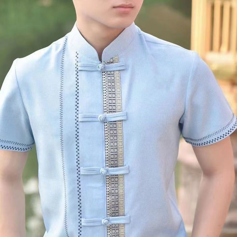Barong Tagalog For Men Modern Asean Attire For Men Thai Shirt Short ...