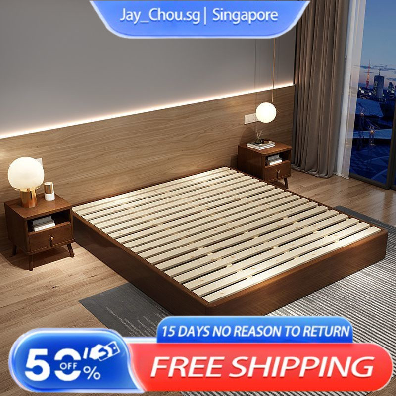 Single Bed Solid Wood Deck Rib Bed Floor Headless Bed Double Bed Single ...