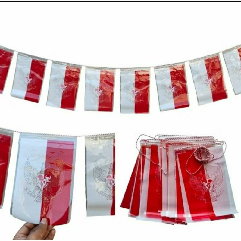 MERAH MCC Red and White Rope Plastic Flag HAS A GARUDA LOGO | Shopee ...