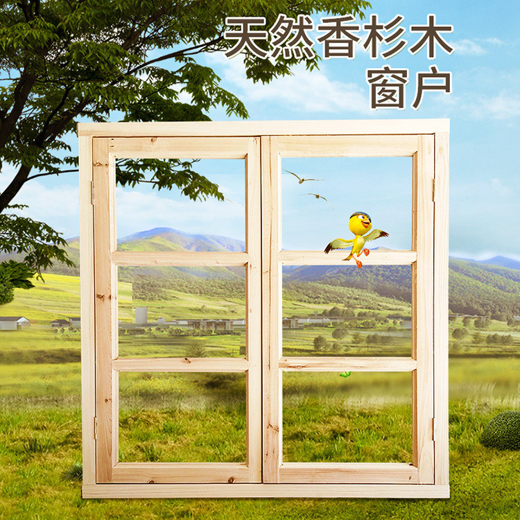 Solid Wood Plaid Window Retro Window Fence Window Frame Window Frame ...