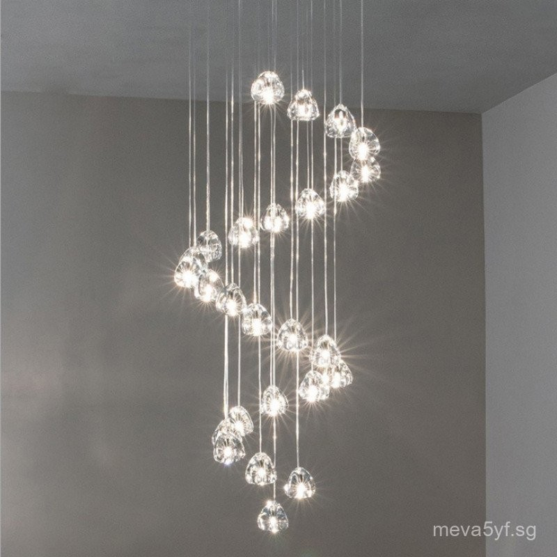 American Style LED Meteor Shower Stairs Crystal Chandelier Duplex ...