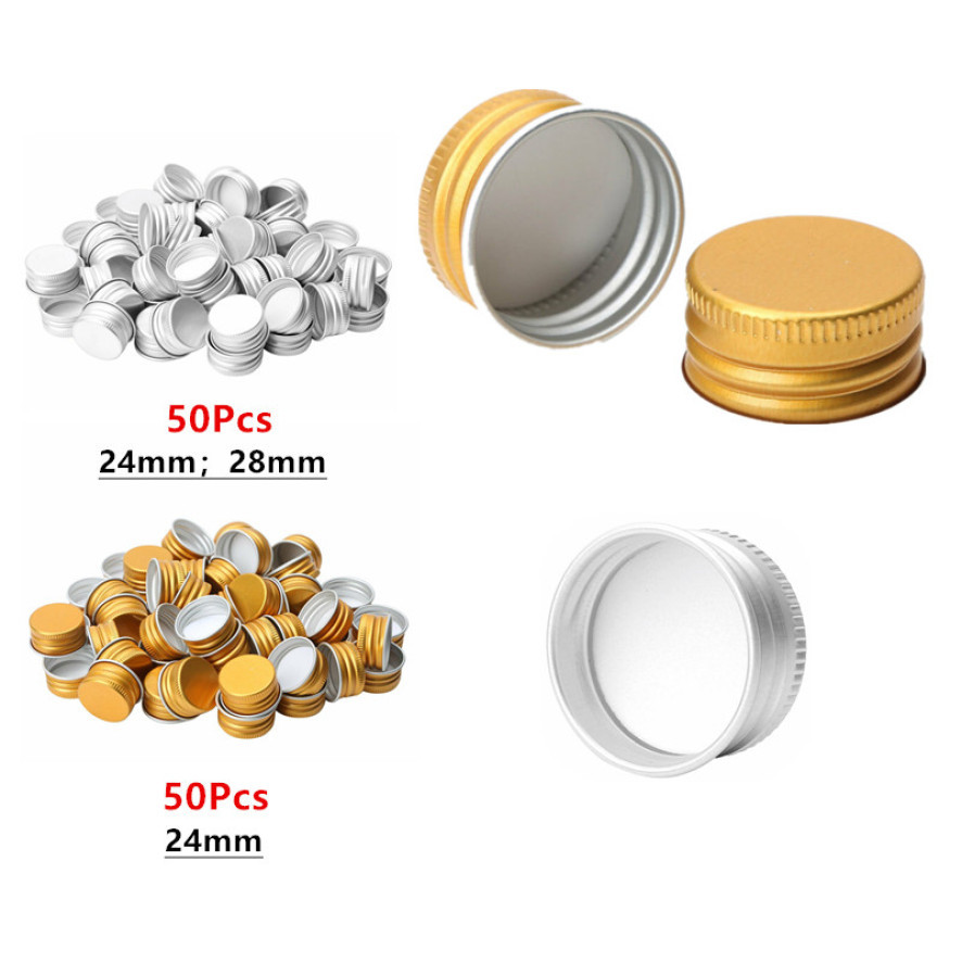 inhzoy Pack of 50 24R/28R Small Premium Aluminium Threaded Caps Lids ...