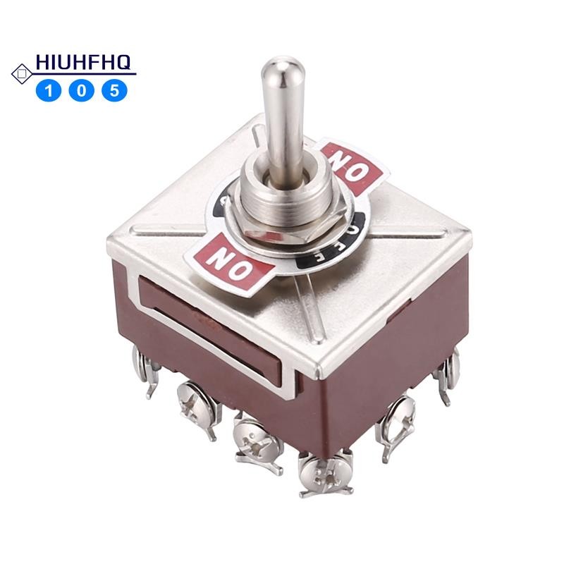 AC 380V 10A ON/OFF/ON 3 Positions 12 Pin Latching Toggle Switch 4PDT ...
