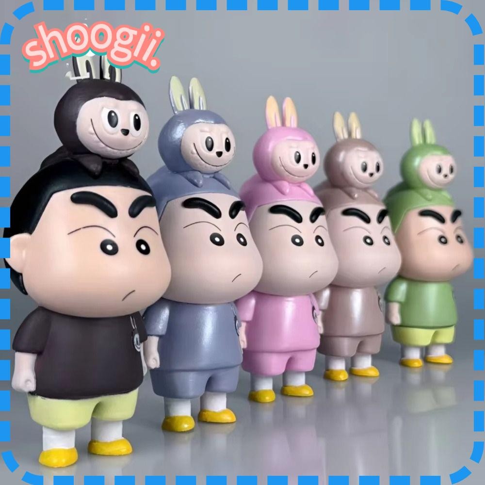 SHOOGEL 14cm Labubu Desktop Ornaments, PVC Crayon Shin-chan Nohara Shin ...