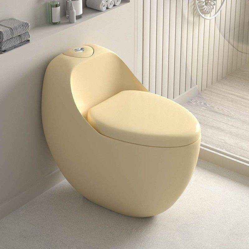 Yellow Household Cute Egg-Shaped Color Ordinary Toilet Bowl Siphon ...
