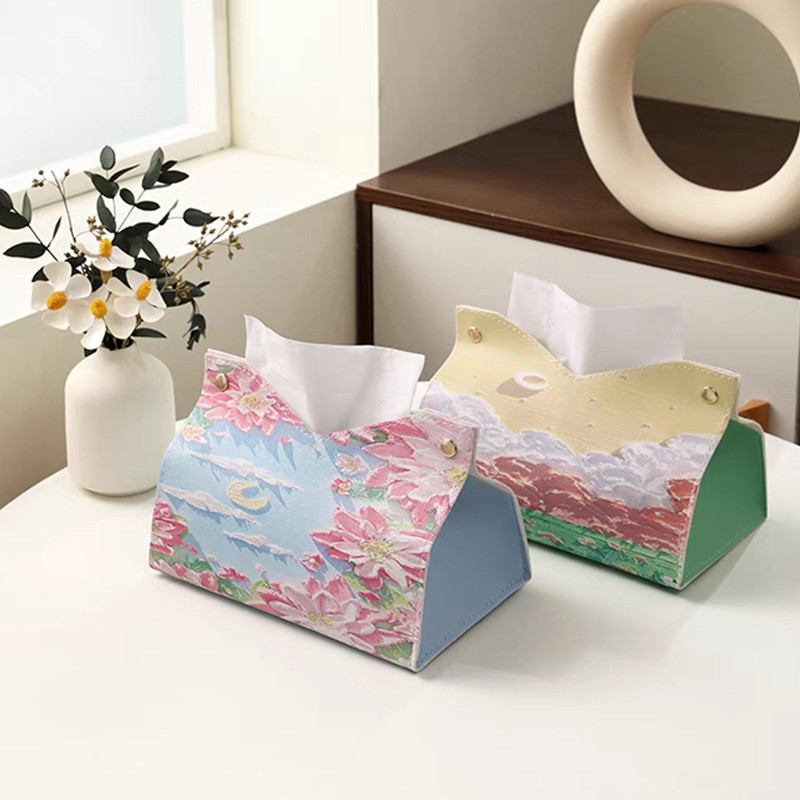 Folding Oil Painting Style Tissue Box Affordable Luxury Style Living ...
