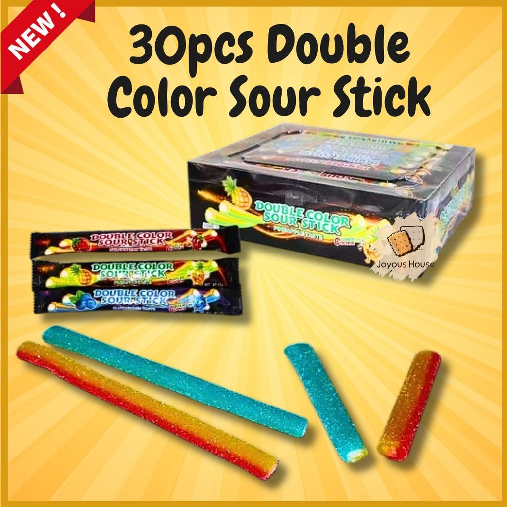 30pcs Double Color Sour Stick Masam Manis Chewy Candy (Strawberry ...