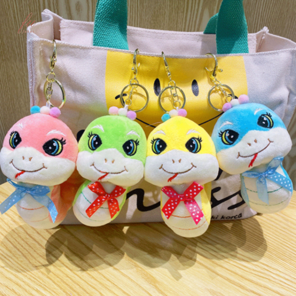 FUHUI Snake Plush Doll Pendant, Small Stuffed Snake Mascot Keychain ...