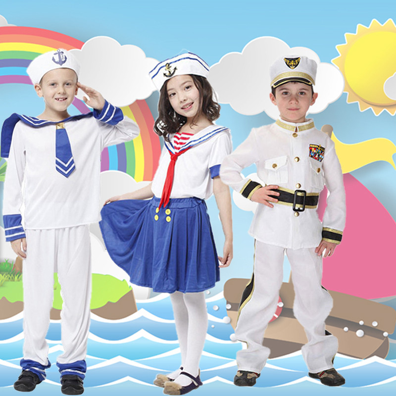 Sailor Uniform Cosplay Costume For Boy Top pants Sailor Navy Costume ...