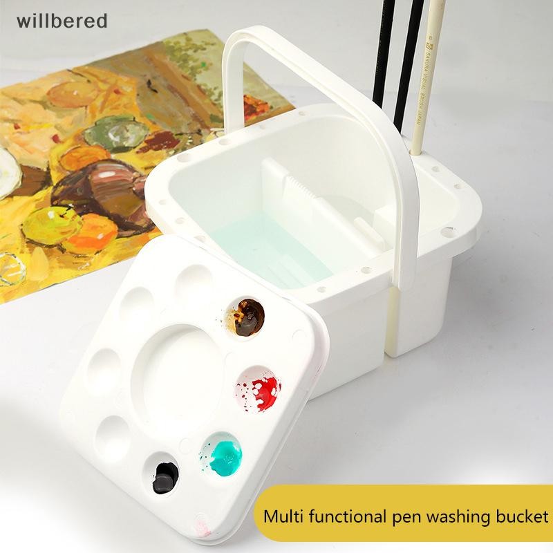 willbered Paint Brush Washing Bucket With Lid 3-in-1 Paint Brush Holder ...