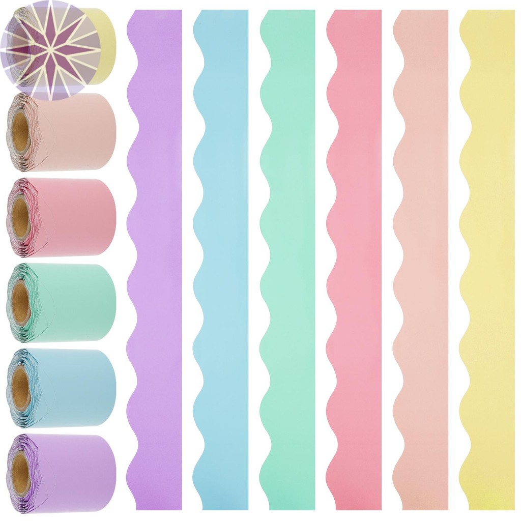 6 Rolls Bulletin Board Borders 196.8 Ft Scalloped Bulletin Border Trim ...