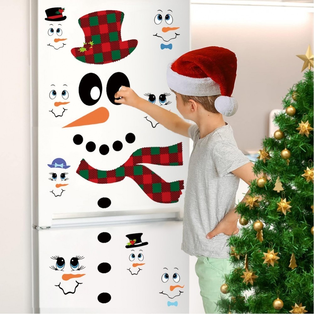 Delightful Snowman Cartoon Window Sticker to Brighten Your Holiday ...