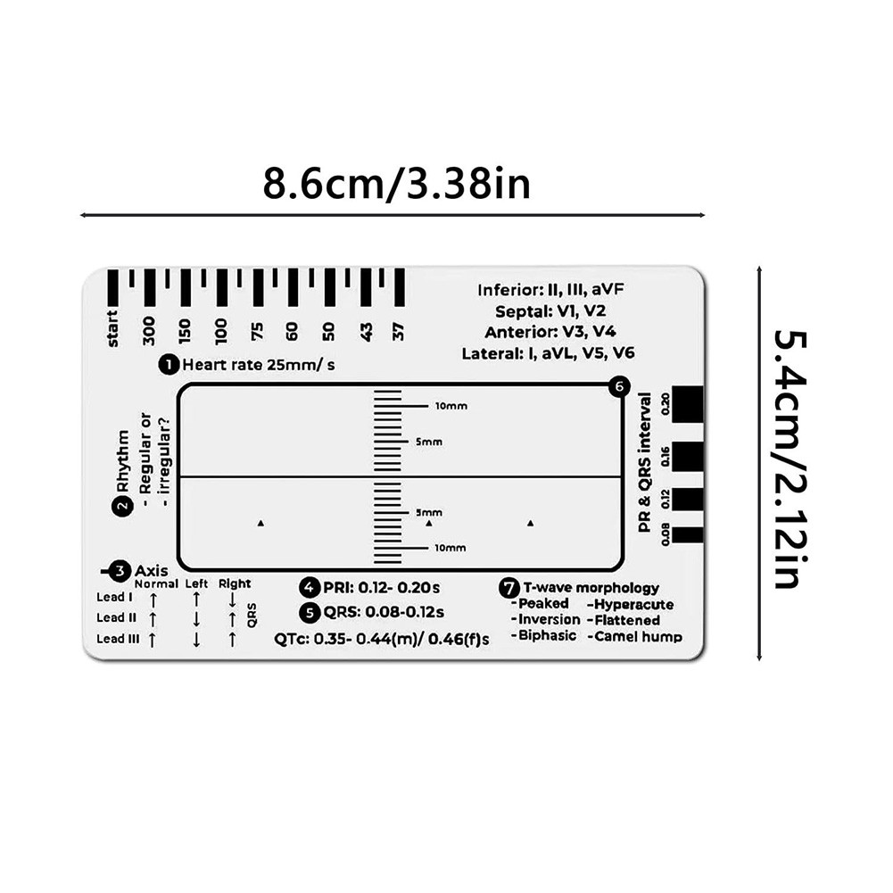ECG 7 Step Ruler Portable ECG Measuring Card Reference Tool for ECG ...