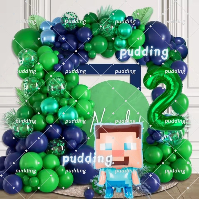 Minecraft Steve Balloon Arch Garland Kit Game Theme Party Graduation ...