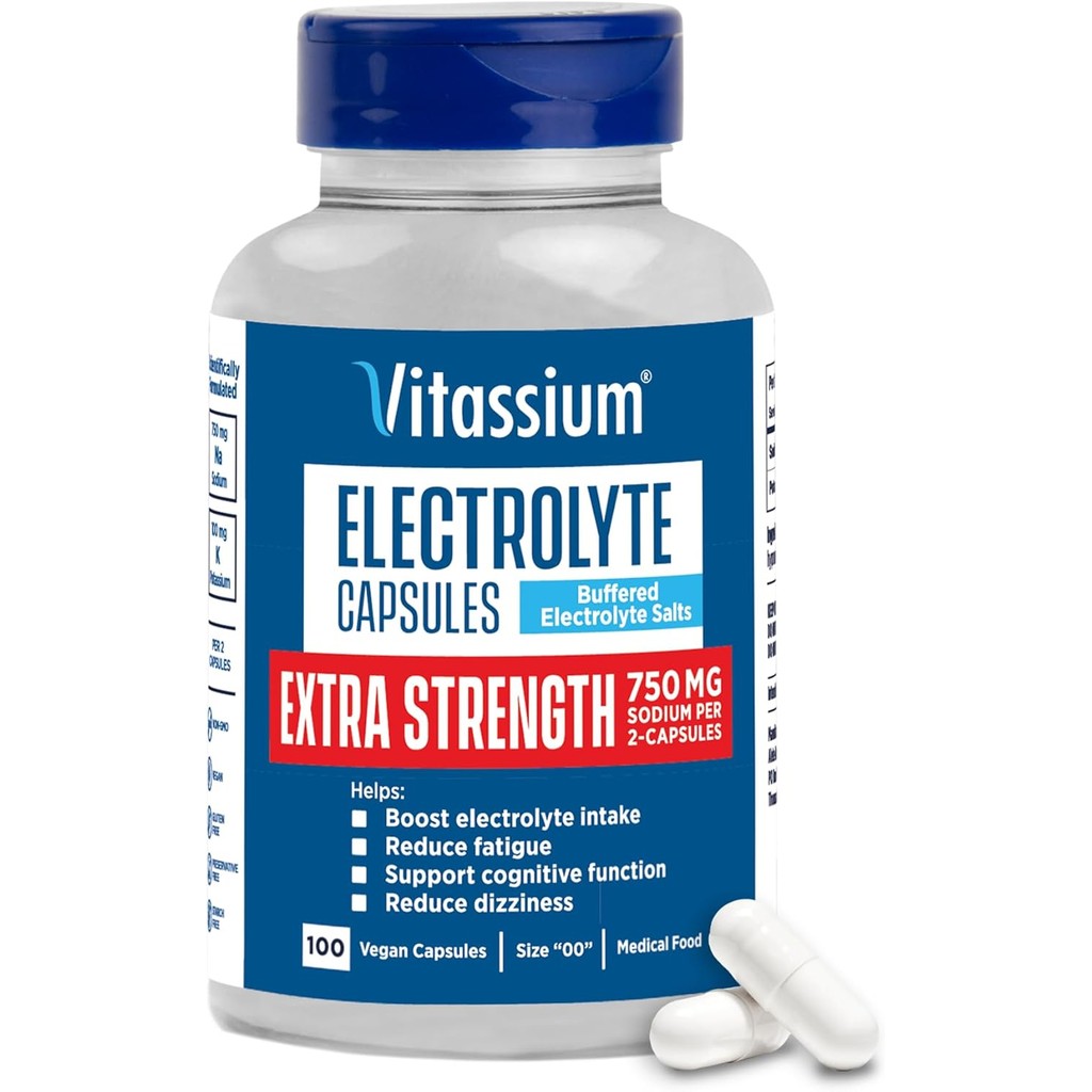 Vitassium Extra Strength Electrolyte Capsules,750Milligrams of sodium ...