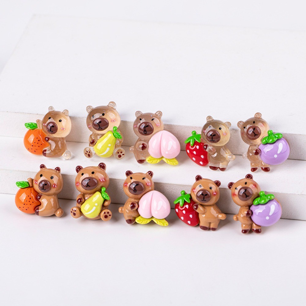 10pcs/set Resin Capybara DIY Cute Cartoon Capybara Figure with Fruits ...