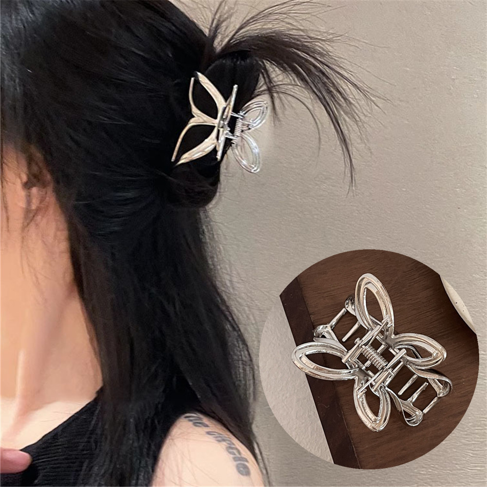 Silver Butterfly Clip Women's New Hair Clip Small Shark Clip on The ...