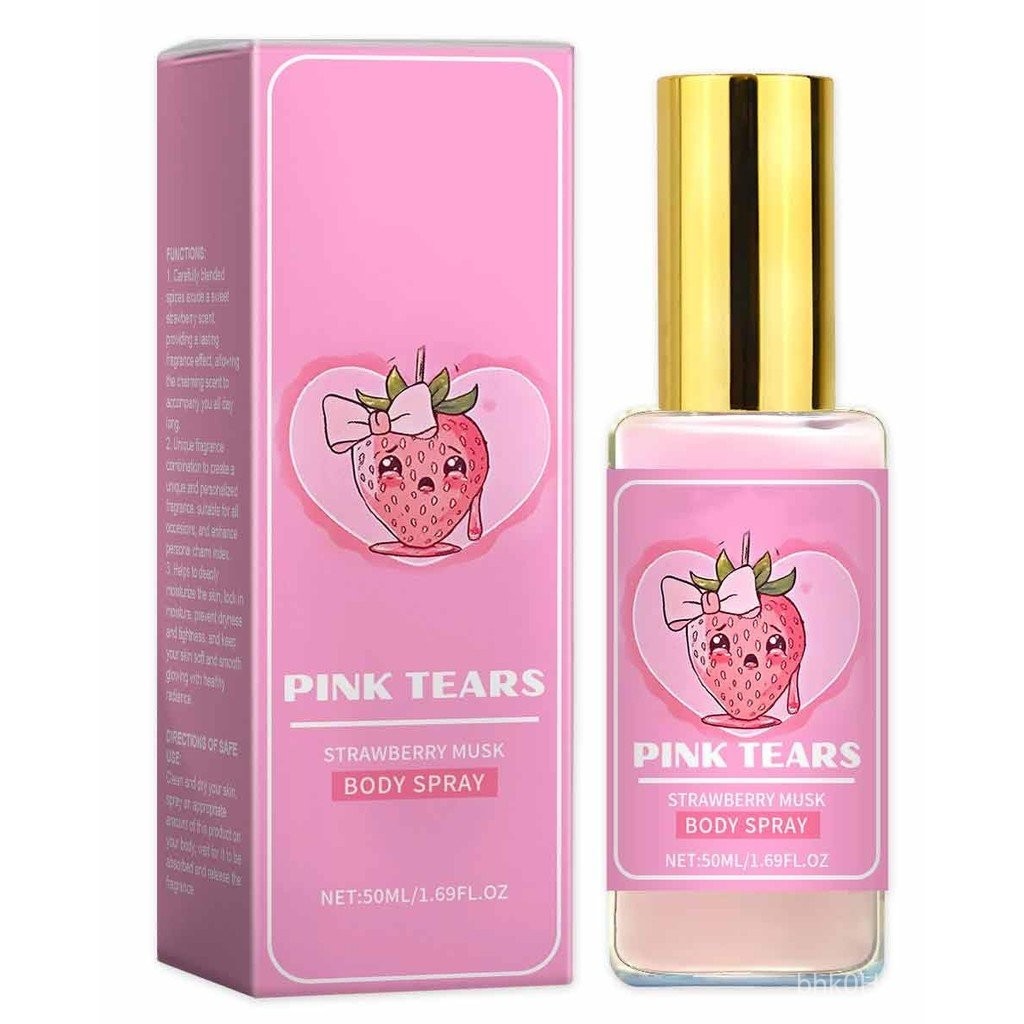 Pink Tears Body Mist,Fresh Strawberry Body Milk Mist Spray (1 Pack ...