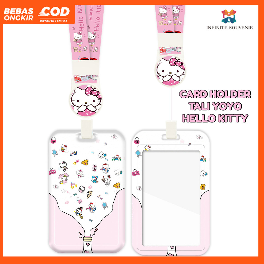 (N017) ID Card Holder with Hello Kitty Yoyo Strap Cat Yoyo Nametag with ...
