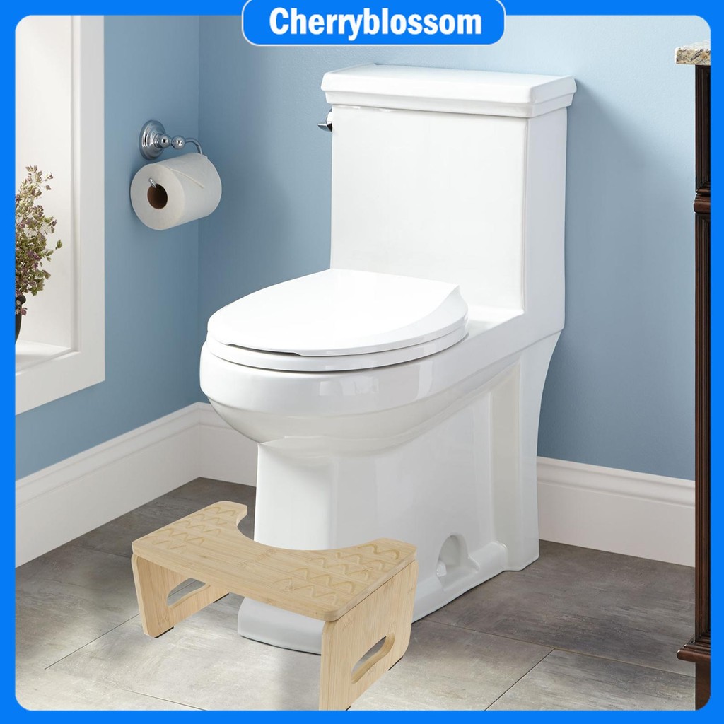 Toilet Footstool Bamboo Toilet Squat Stool Foldable Poop Stool Nonslip ...