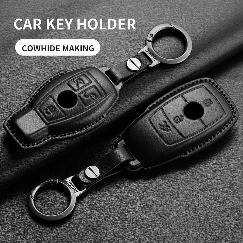Leather Car Key Case Cover for Mercedes Benz A C E S G Class GLC CLE ...