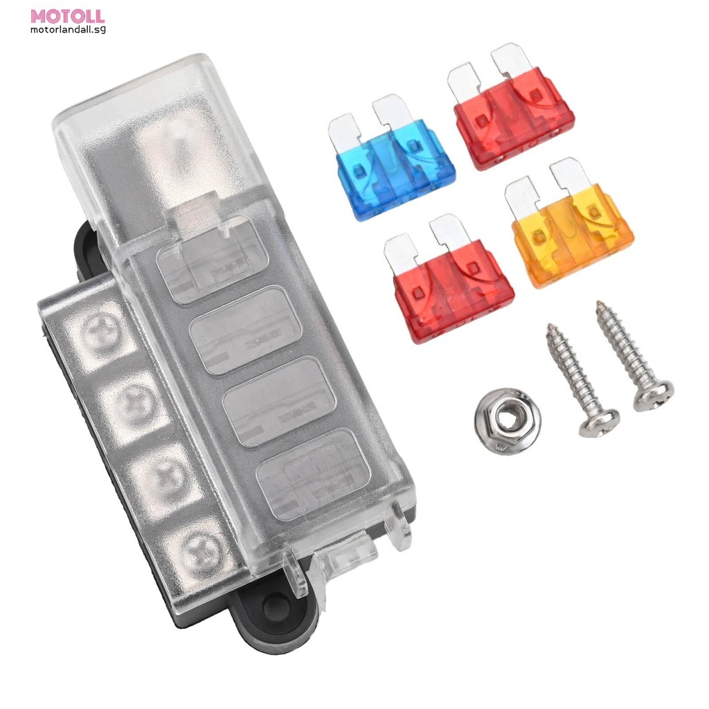 [MOTOLL] 4 Gang Fuse Box Positive Block 12v 24v Terminal Holder Circuit ...