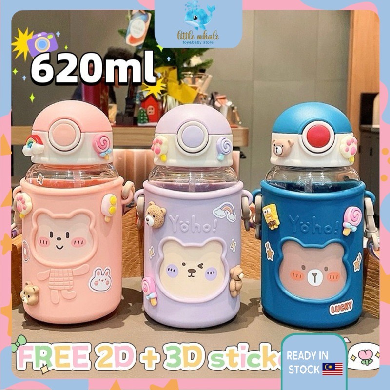 620ml Water Bottle Kids With Straw Botol Air Viral Botol Air Budak Cute ...
