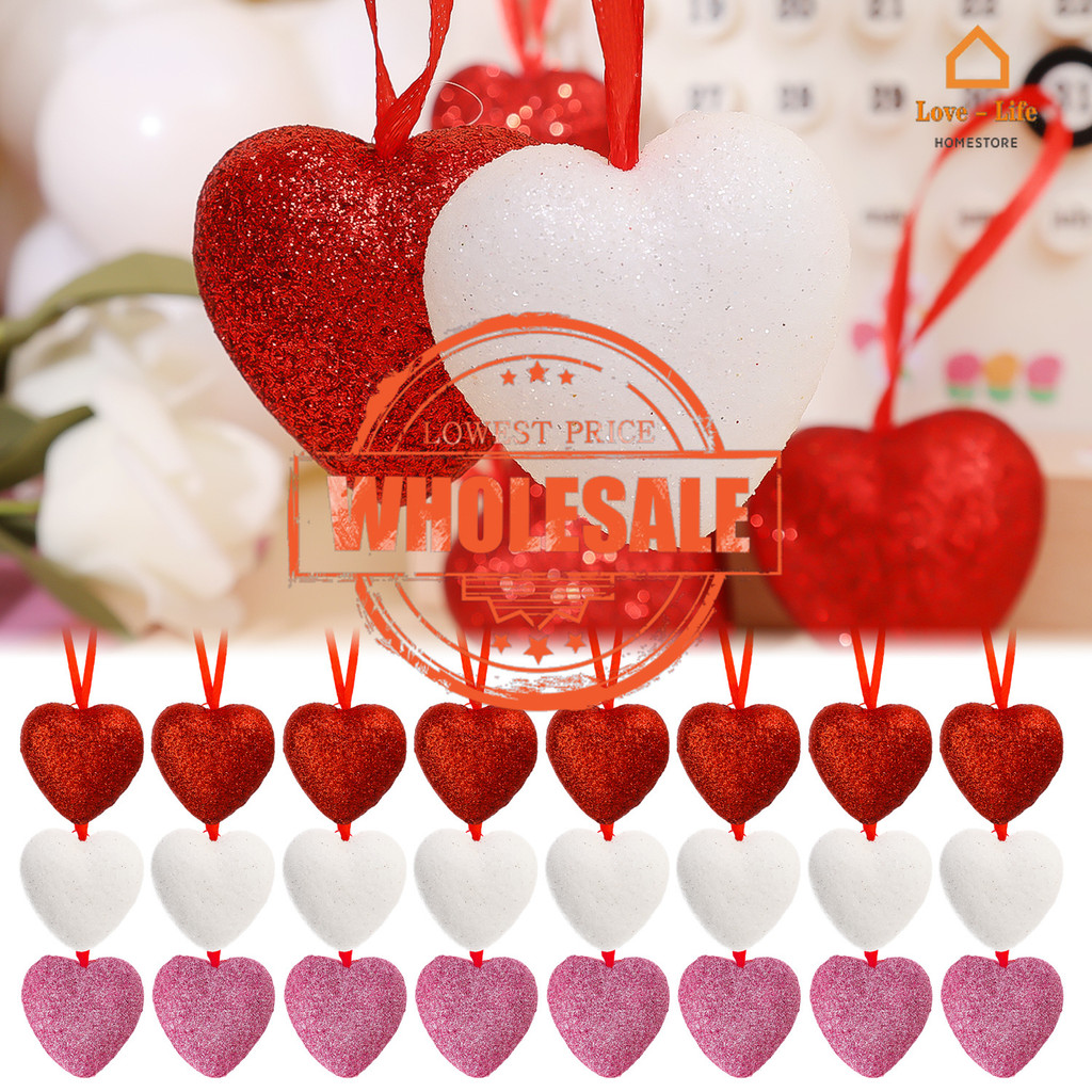 [Best Choice] DIY Glitter Pink Love Heart Pendant with Hanging Ropes ...