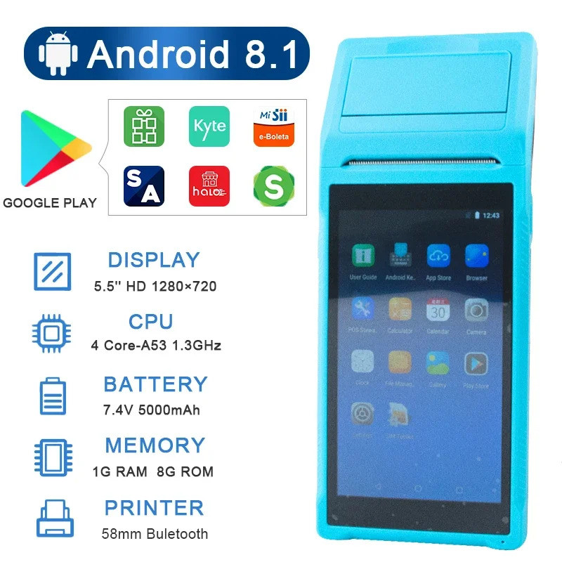 2025 8.1 Android POS 58mm Bluetooth Thermal Printer Receipt Portable Terminal Handheld PDA Point ...