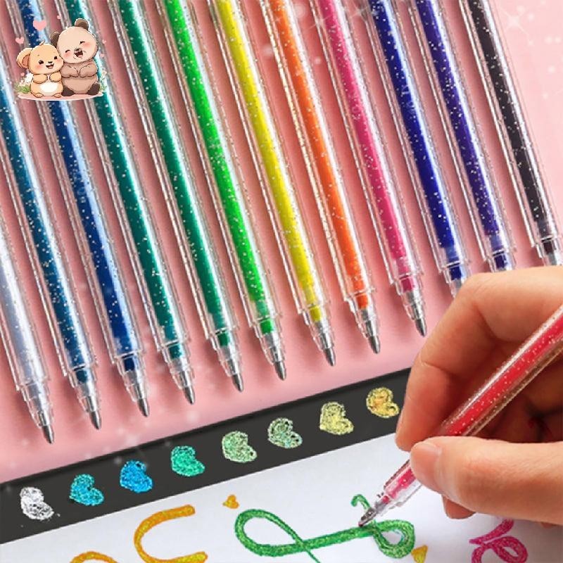 Glitter Gel Pen Set 1.0mm for Coloring Metallic Gel Pens Glitter ...
