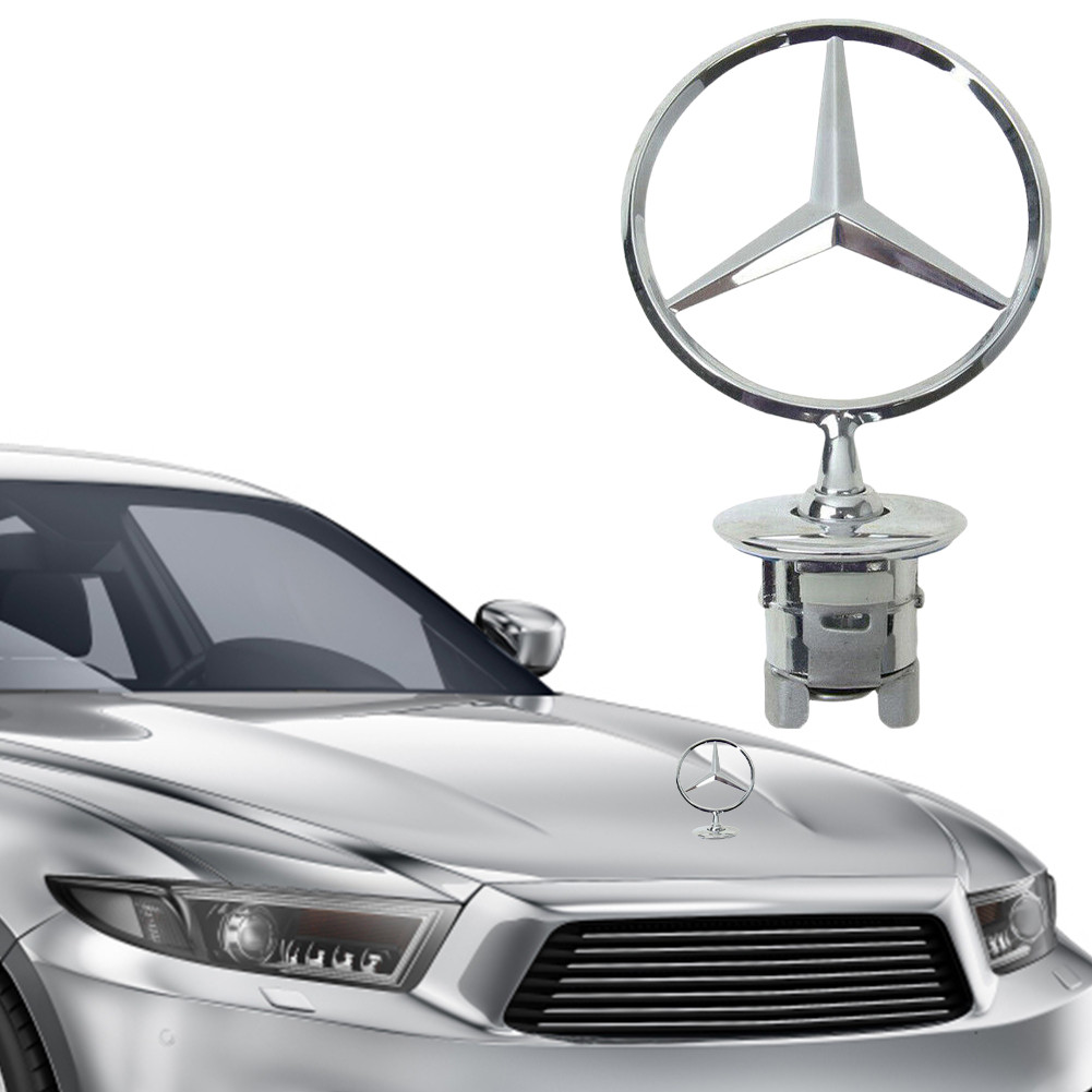 Hood Grille Chrome Star Emblem Logo Hood Star Emblem Badge for Mercedes ...