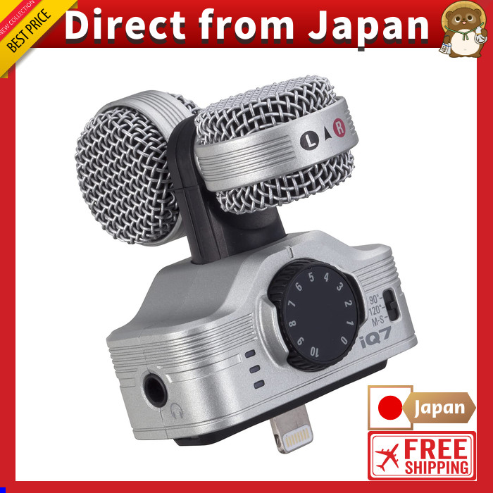 ZOOM iQ7 MS Stereo Microphone for iPhone/iPad Silver Lightweight ...