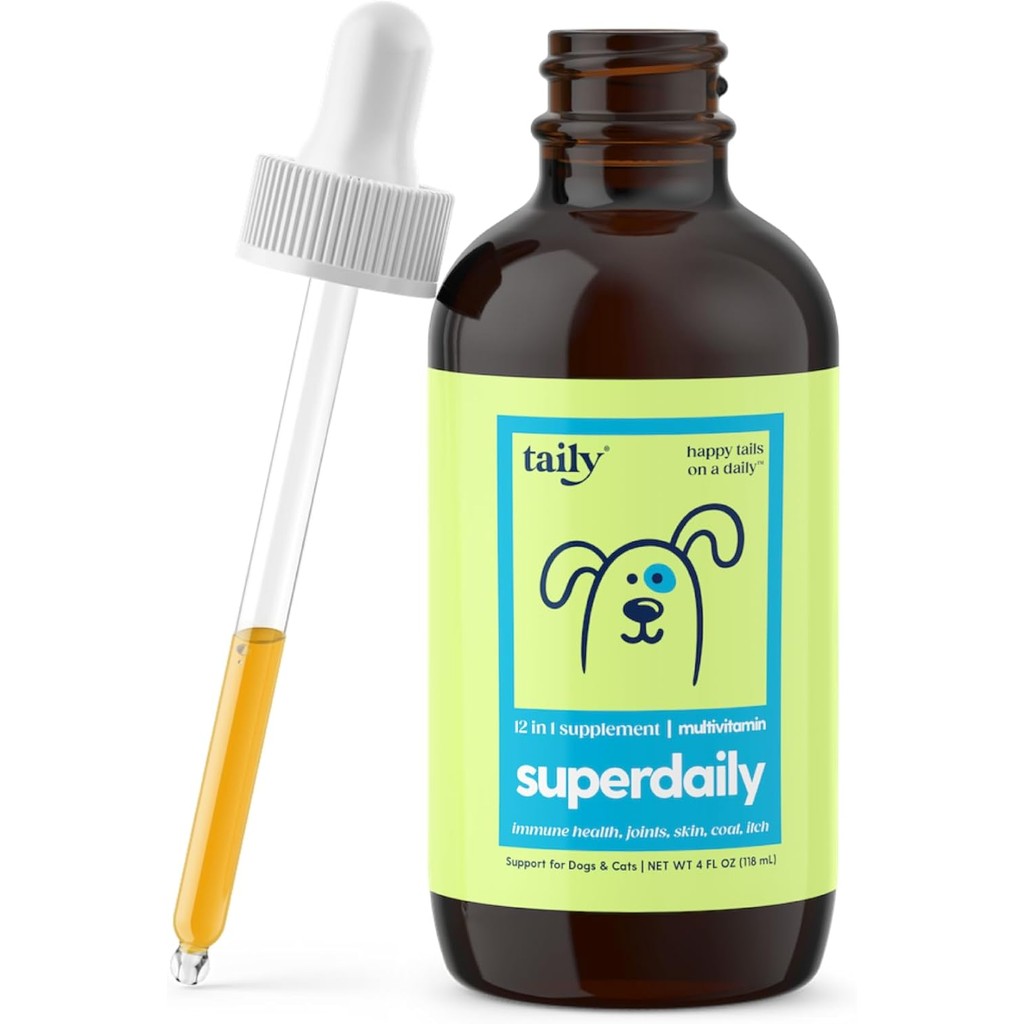 Taily Multivitamin with Liquid Collagen for Dogs and Cats – 12-in-1 ...