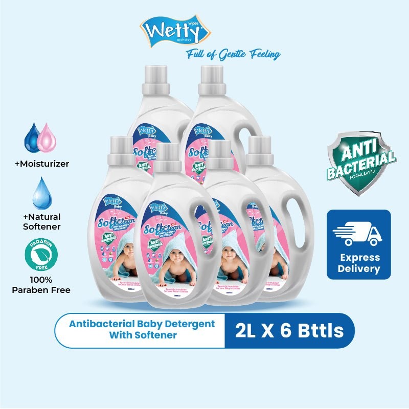 Antibacterial Laundry Baby Detergent With Softener (2L x 6 Bottles) | Shopee Singapore