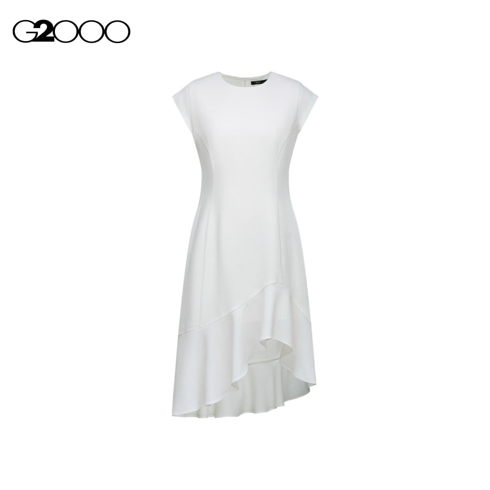 G2000 Asymmetric Ruffle Hem Round Neck Dress | Shopee Singapore