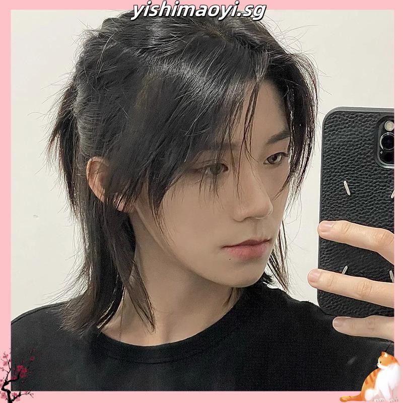 Wolf Tail Wig Male Long Hair Japanese Boy Samurai Head Middle Split Men ...