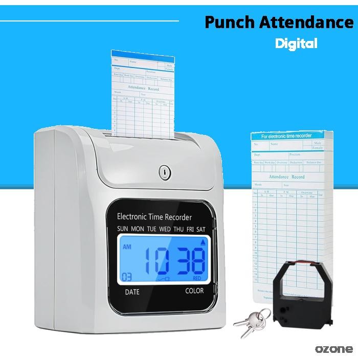 Digital Punch Card Time Recorder Clock Machine Attendance Battery Rack ...