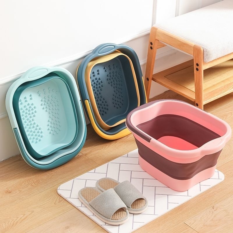 Foot Bath Barrel Household Foot Massager Foldable Dormitory Handle ...