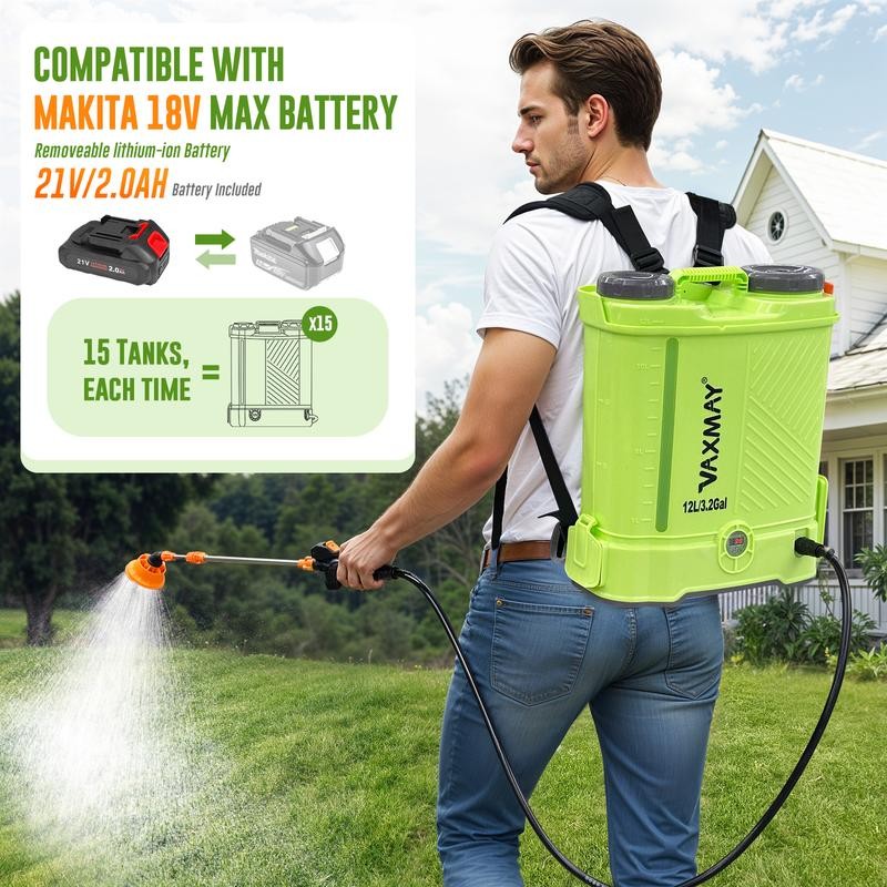 Battery Powered Backpack Sprayer 3.2 Gallon, VAXMAY 80 PSI Electric ...