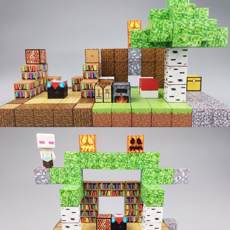 (Free 30 pieces) Set of 200 Magnetic Minecraft Blocks Size: 2 x 2 x 2cm ...
