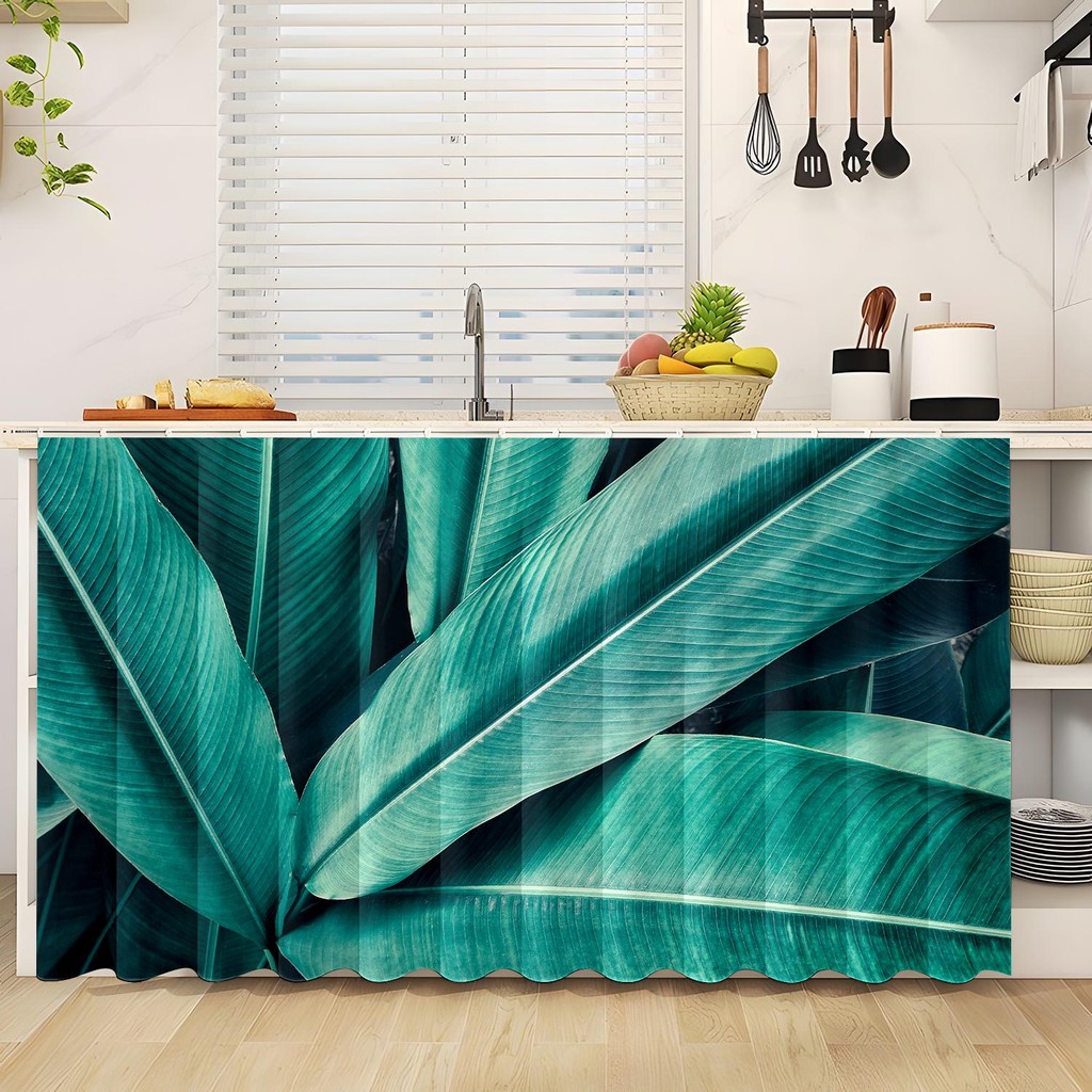 Botanical Jungle Cabinet Veil with Sliding Rail - Under Sink Cover with ...
