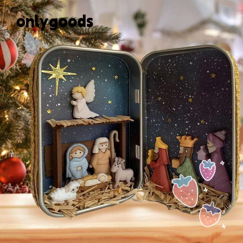 ONLYGOODS1 Christmas Nativity Box, Handmade Desktop Ornaments Holy ...