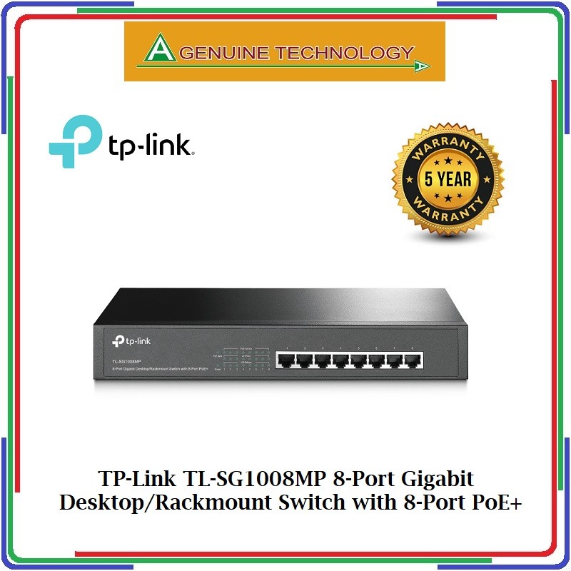 TP-Link TL-SG1008MP 8-Port Gigabit Desktop/Rackmount Switch with 8-Port ...